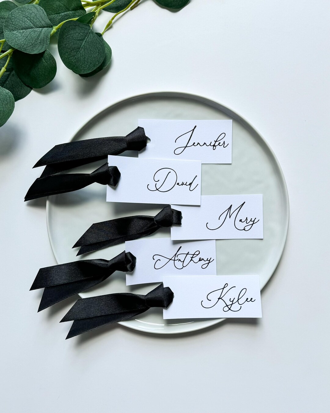 Modern Minimalist Wedding Guest Table Place Cards With Ribbon Hand ...