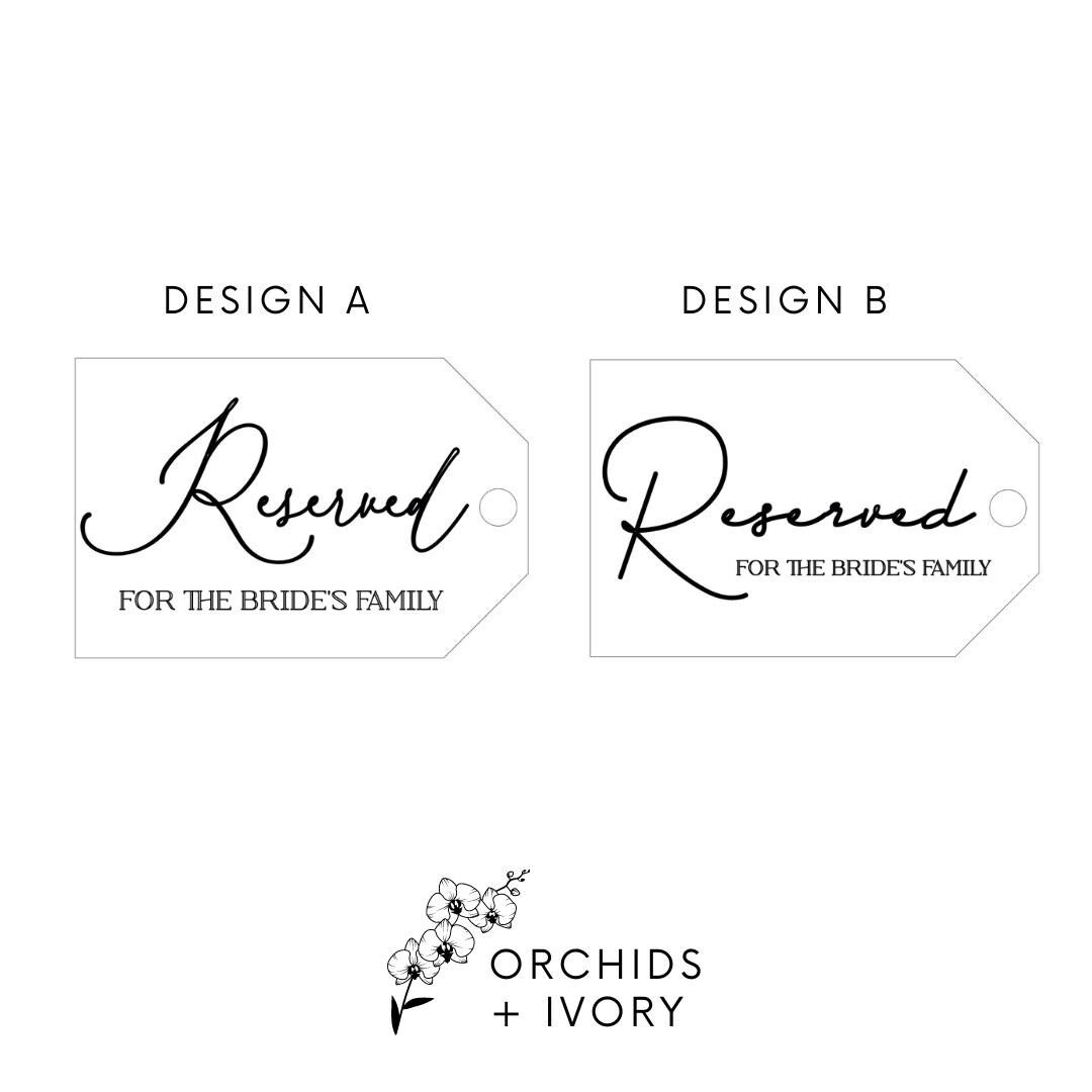 Large Reserved Tags With Ribbon for Weddings and Events Reserved for ...