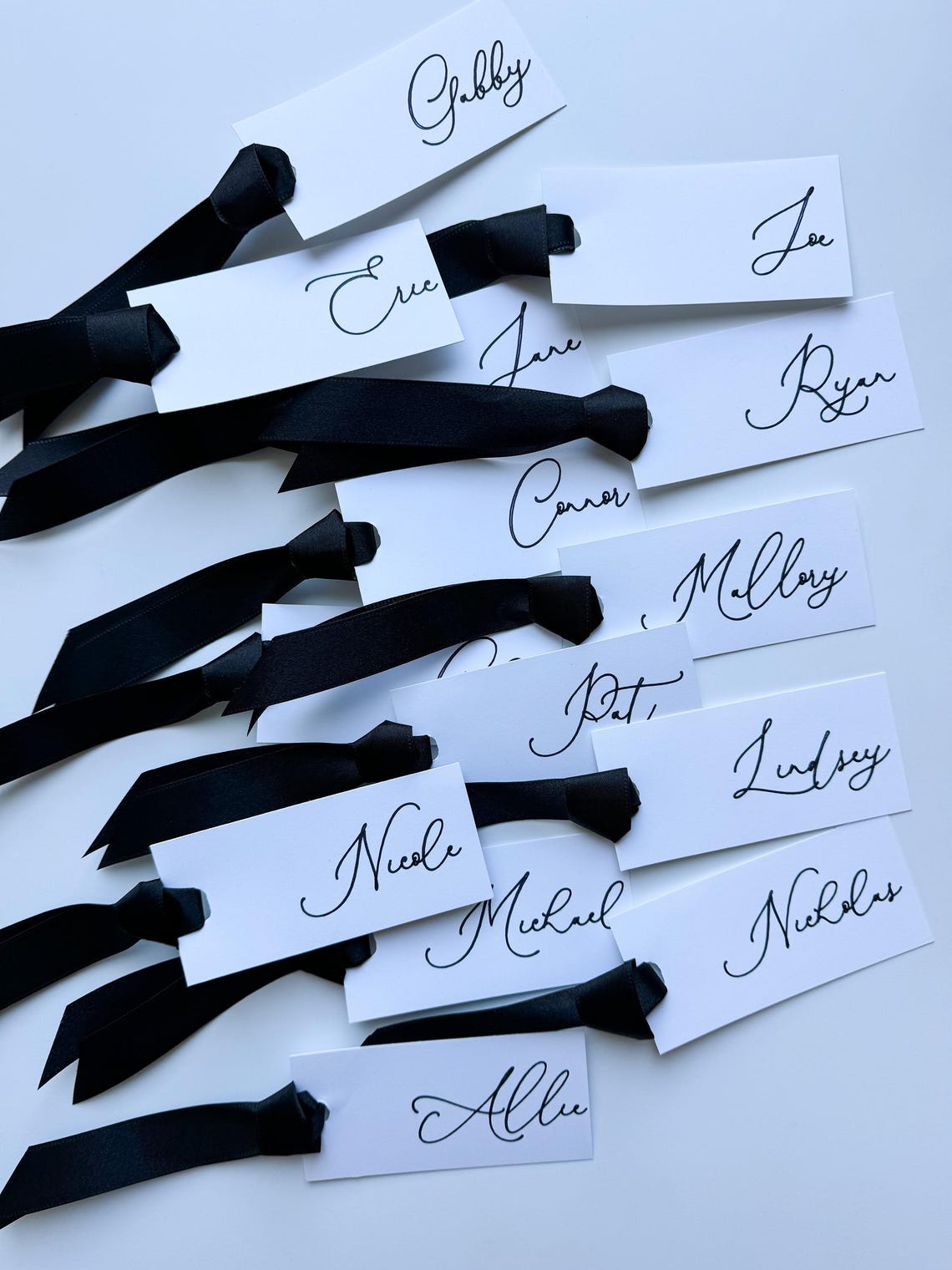Modern Minimalist Wedding Guest Table Place Cards With Ribbon Hand ...