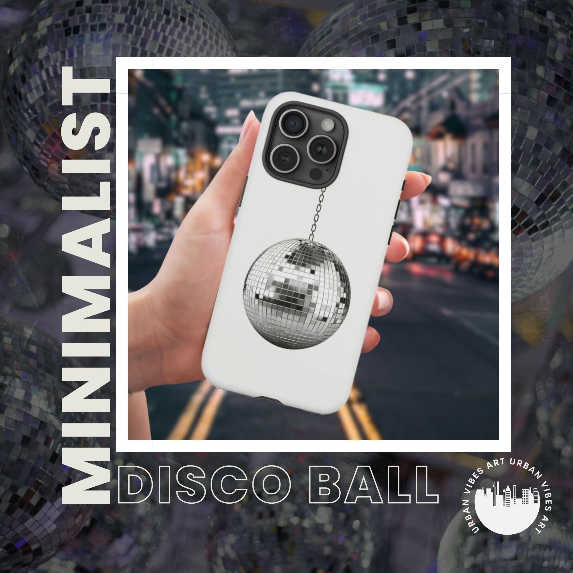 Trendy 70s Disco Ball Cell Phone Case, Minimalist Custom Name Magsafe ...