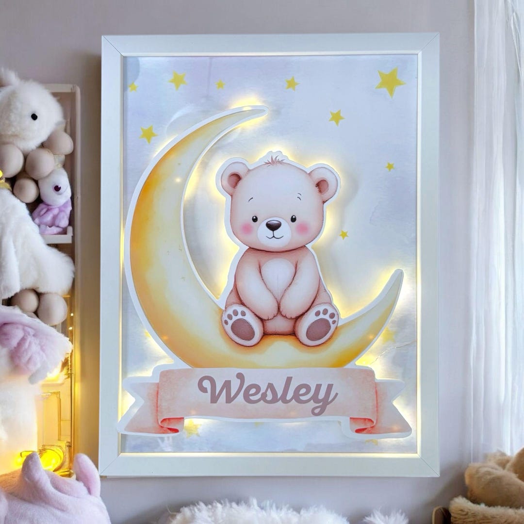 3d Baby Shadow Box, Custom 3d Baby Box Lighting, Baby Boy Nursery Wall ...