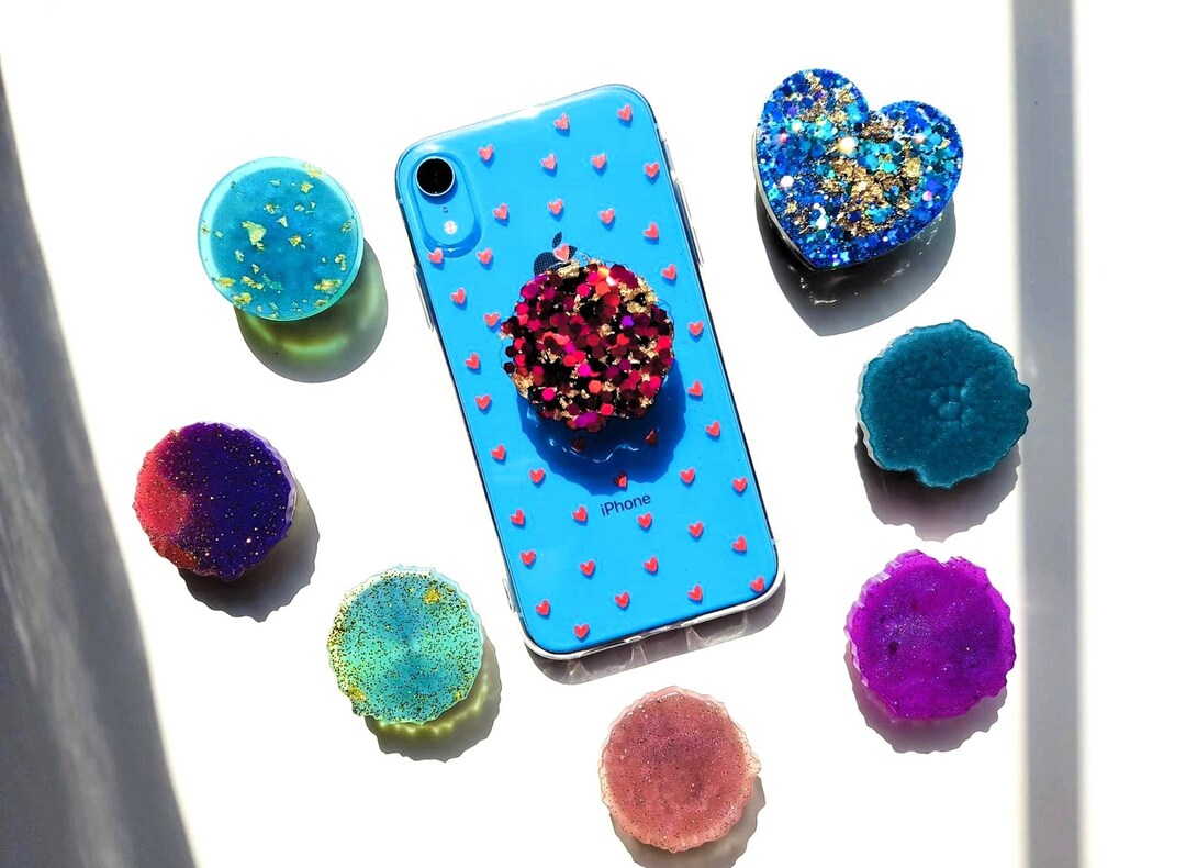 Glitter Phone Grip, Round Phone Holder, Pop Socket Cases, Phone Charms ...