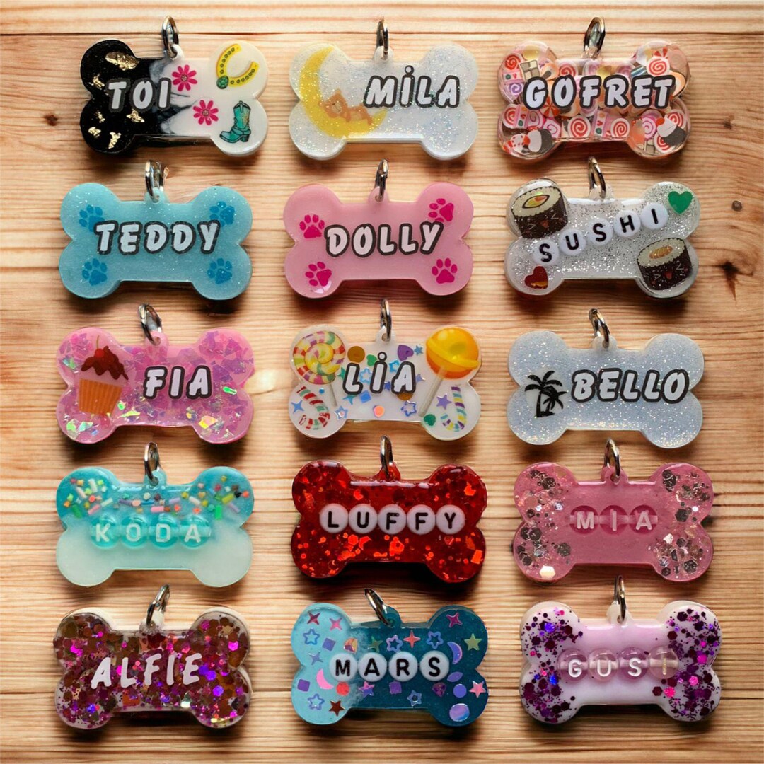 Custom Resin Dog Tag, Glitter Tags, Cat Tags, Unique Pet Tag, Dog Gifts ...