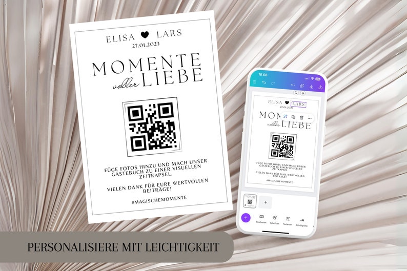 QR Code Wedding Sign, Personalize, Digital Canva Template, Wedding ...