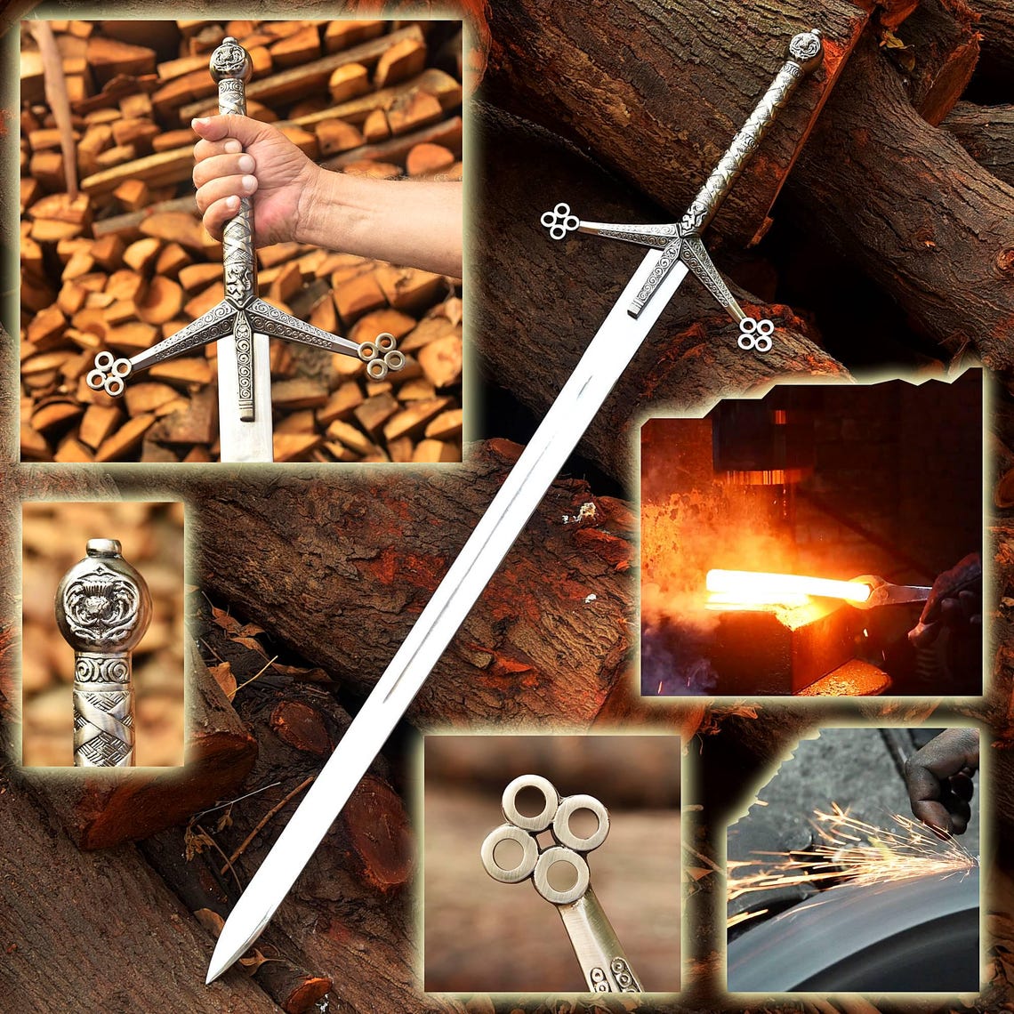 Handmade Viking Sword Carbon Steel Highland Medieval Swords ...