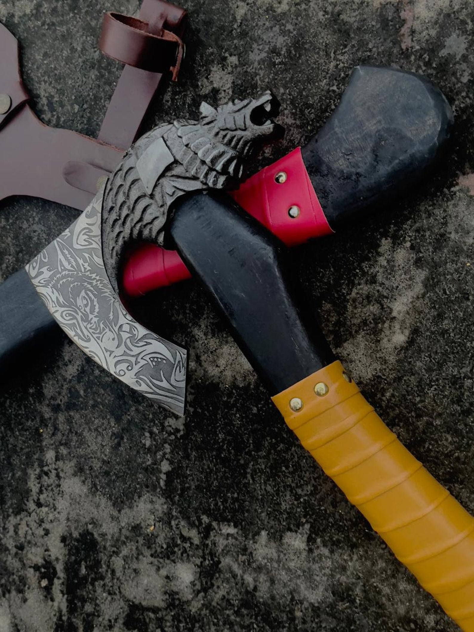 Lot of 2 Custom Handmade Ragnar Axe Viking Hand Forged Steel Hatchet ...