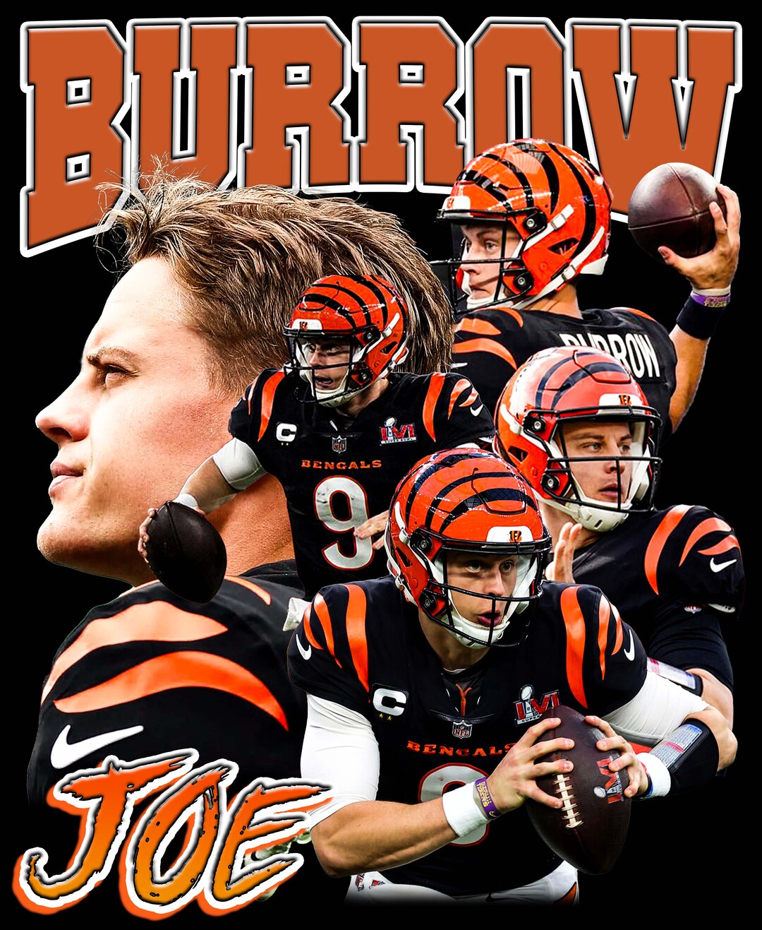 Joe Burrow T Shirt Design PNG Instant Download 300 Dpi - Etsy