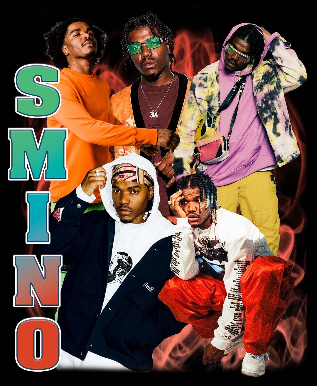 Smino PNG T-SHIRT |rap Tee Jumbo Graphic Print Savage Mode |rare Hip ...