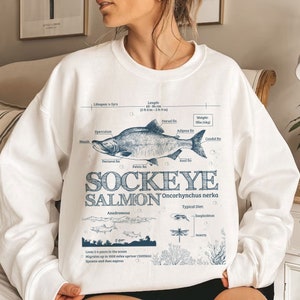 Sockeye Salmon Anatomy T Shirt, Alaskan Salmon Shirt, Vintage Sockeye ...