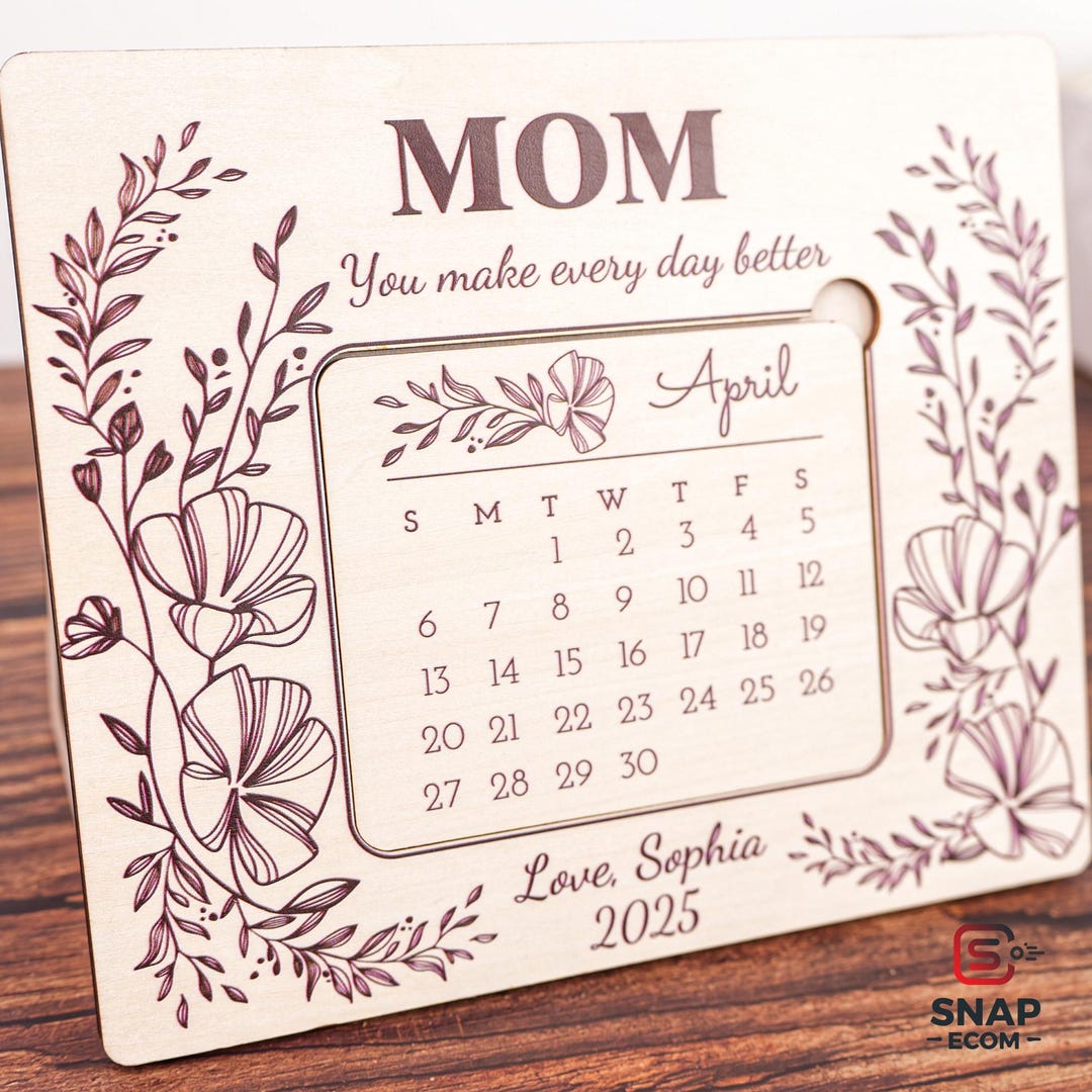 Personalized Wooden Calendar for Mom, Custom Wooden Gift for Mother's ...