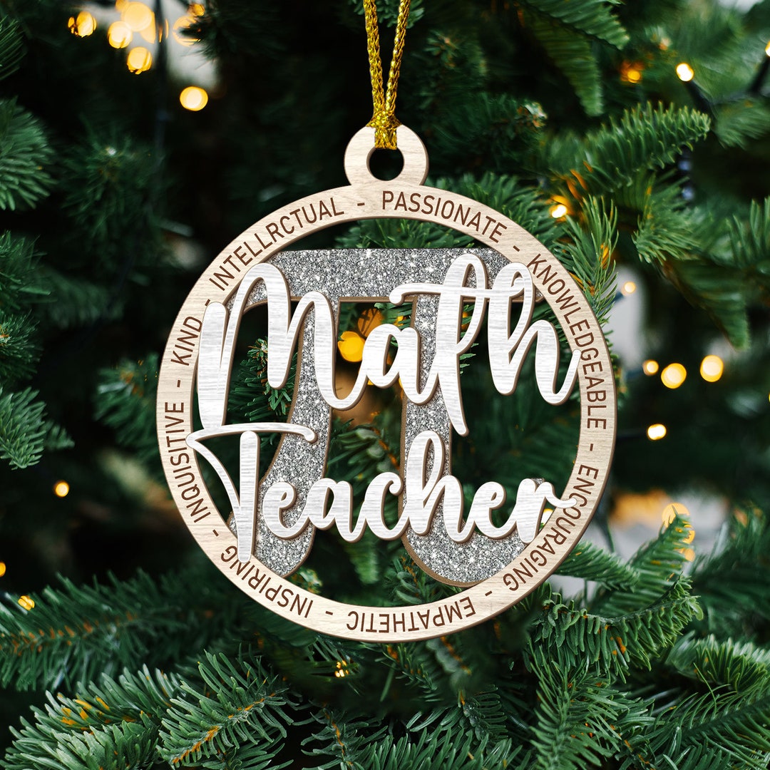 Math Teacher Christmas Ornament, Wooden Math Teacher Ornament, Pi ...