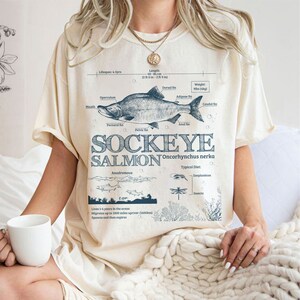 Sockeye Salmon Anatomy T Shirt, Alaskan Salmon Shirt, Vintage Sockeye ...
