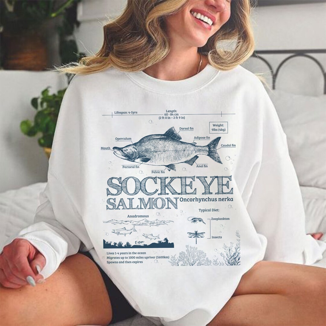 Sockeye Salmon Anatomy T Shirt, Alaskan Salmon Shirt, Vintage Sockeye ...