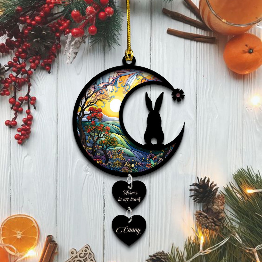 Rabbit Memorial Suncatcher, Pet Memorial Suncatcher, Custom Bunny ...