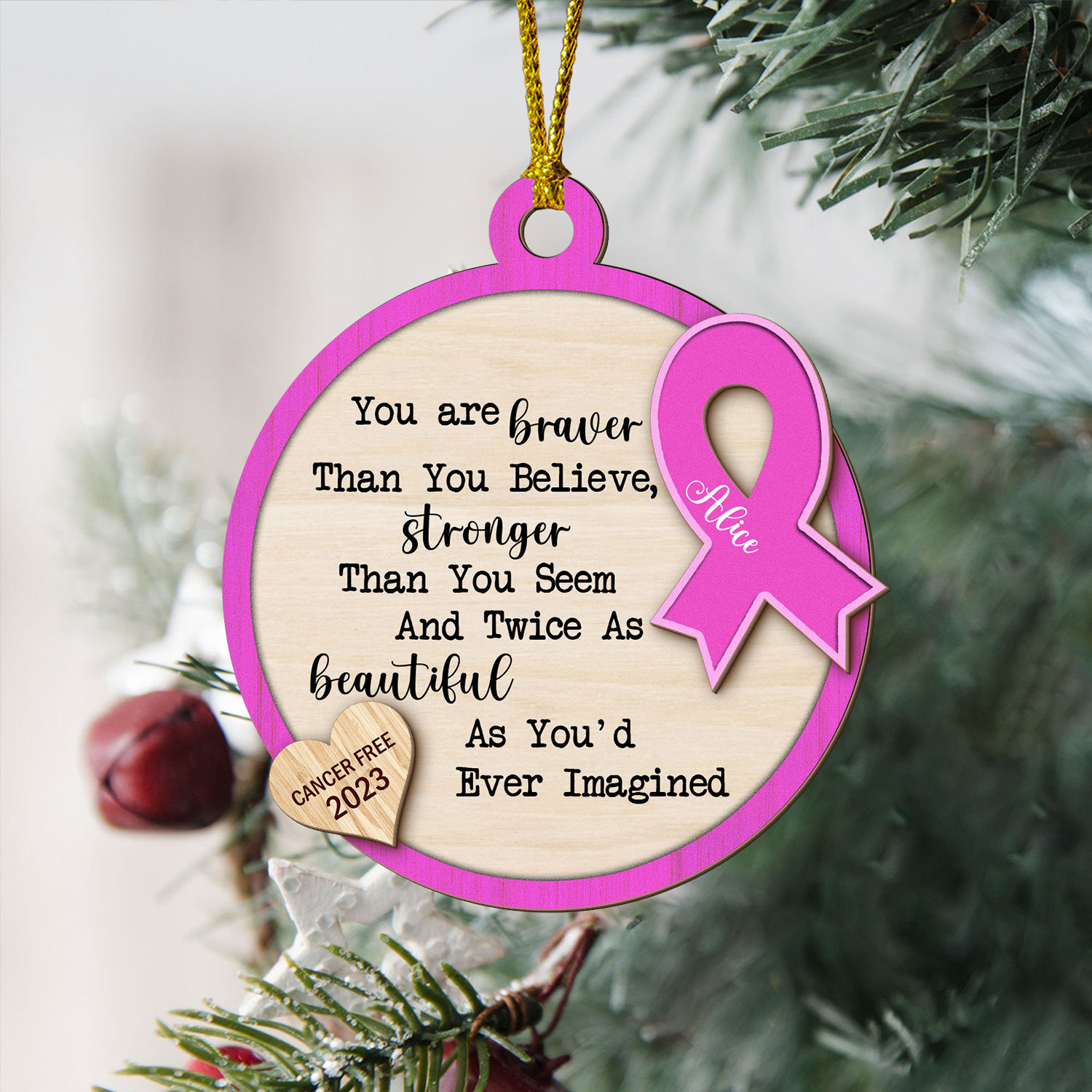 Breast Cancer Ornament, Personalized Cancer Survivor Ornament, Cancer Survivor Gift for Woman ...