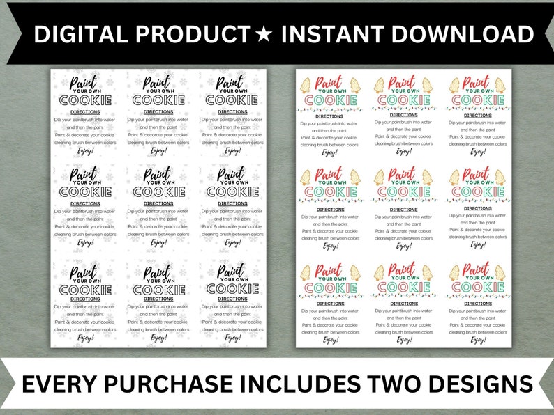 Holiday PYO Printable Cookie Tags / Christmas PYO / Paint Your Own ...