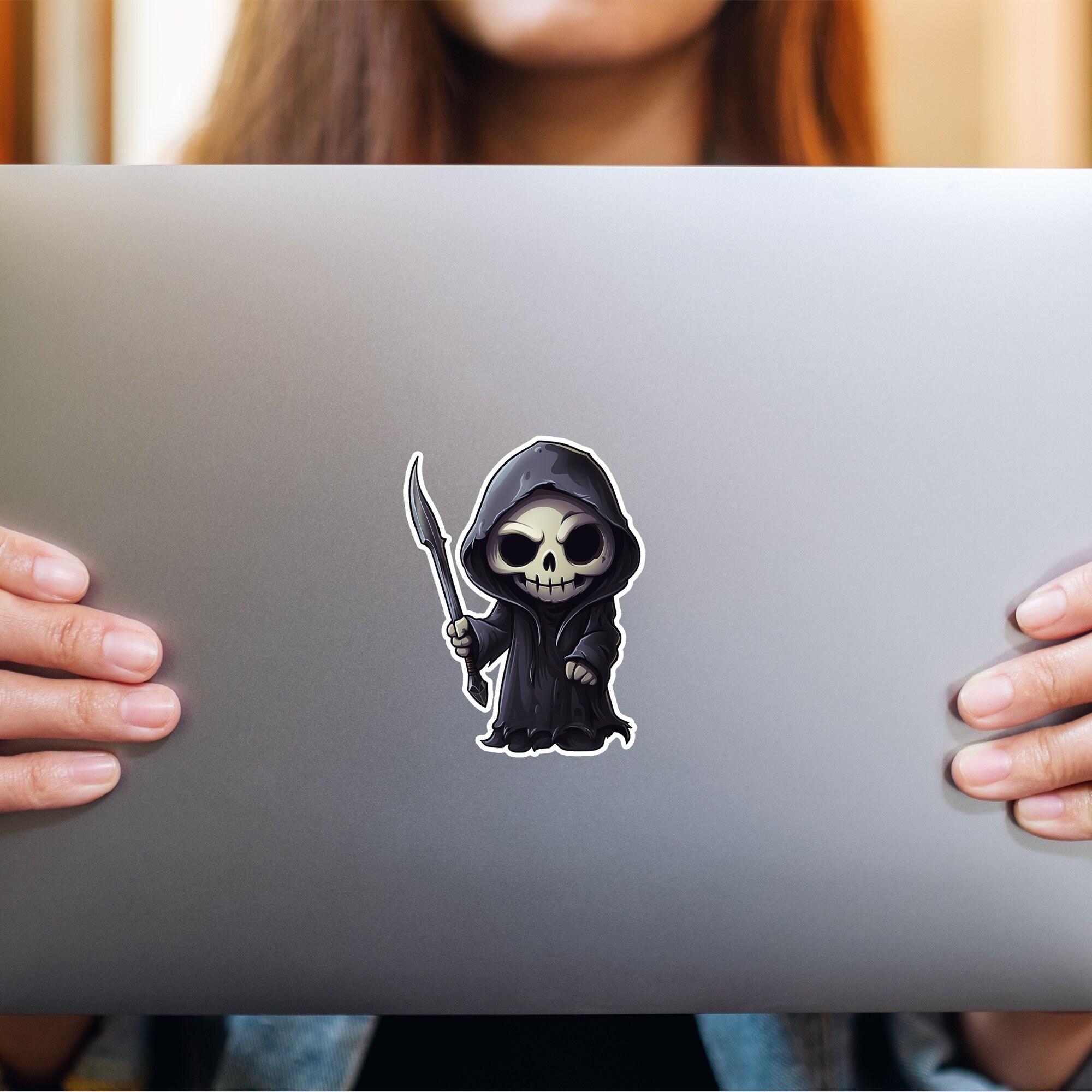 Cute Grim Reaper Vinyl Sticker Death Sticker Adorable - Etsy