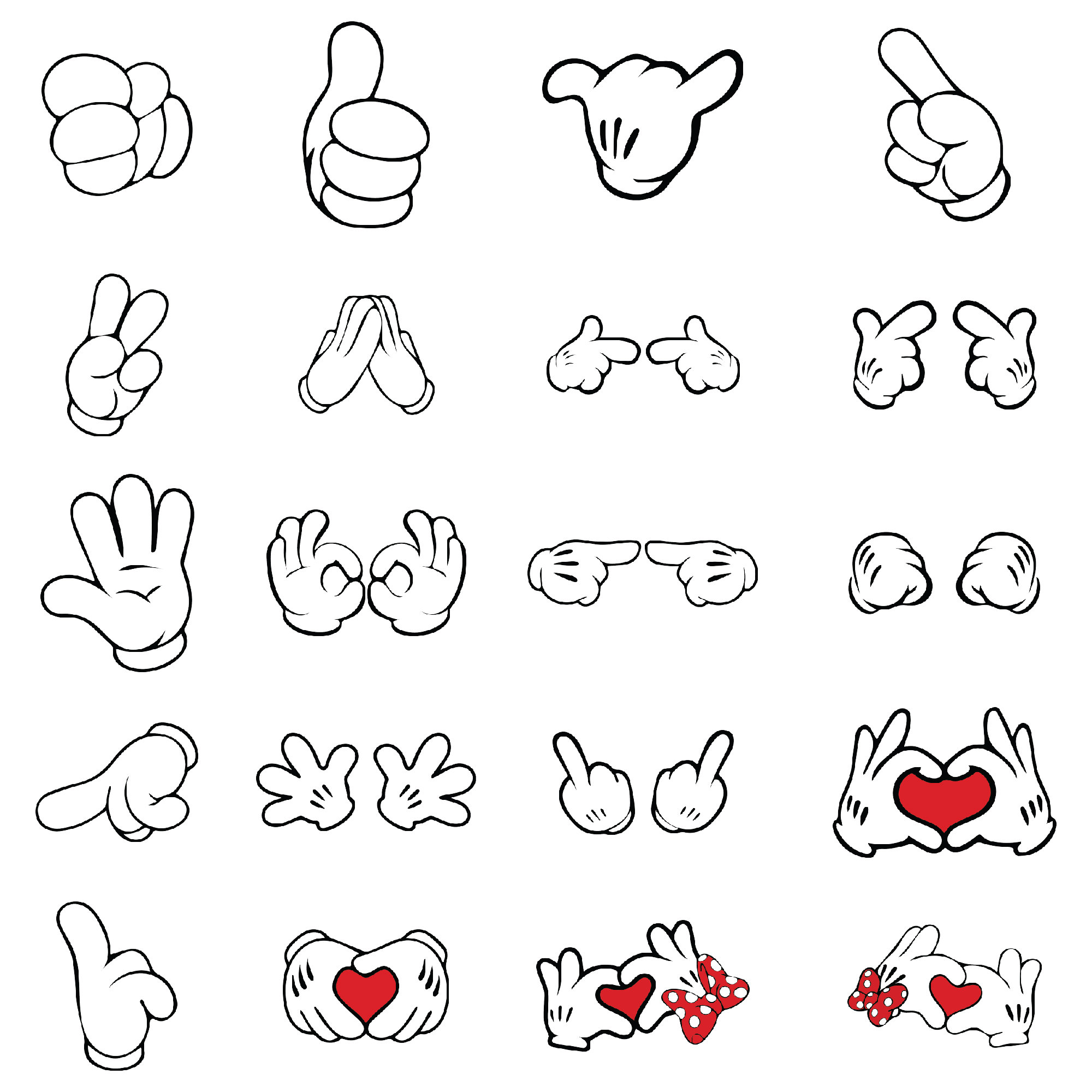 Mickey Mouse Hand Gang Tekens