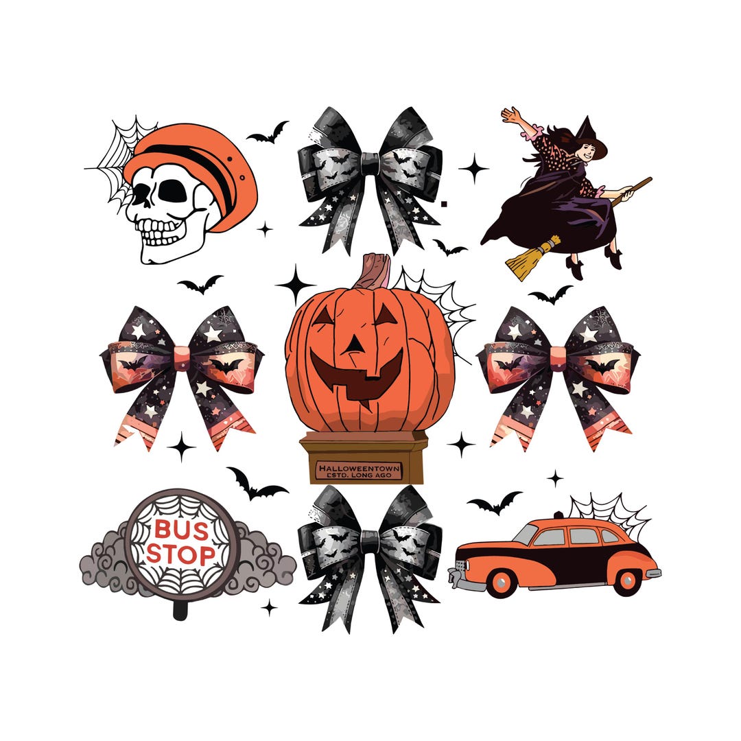 Halloween Coquette Bow Bundle Png, Horror Halloween Png, Horror ...