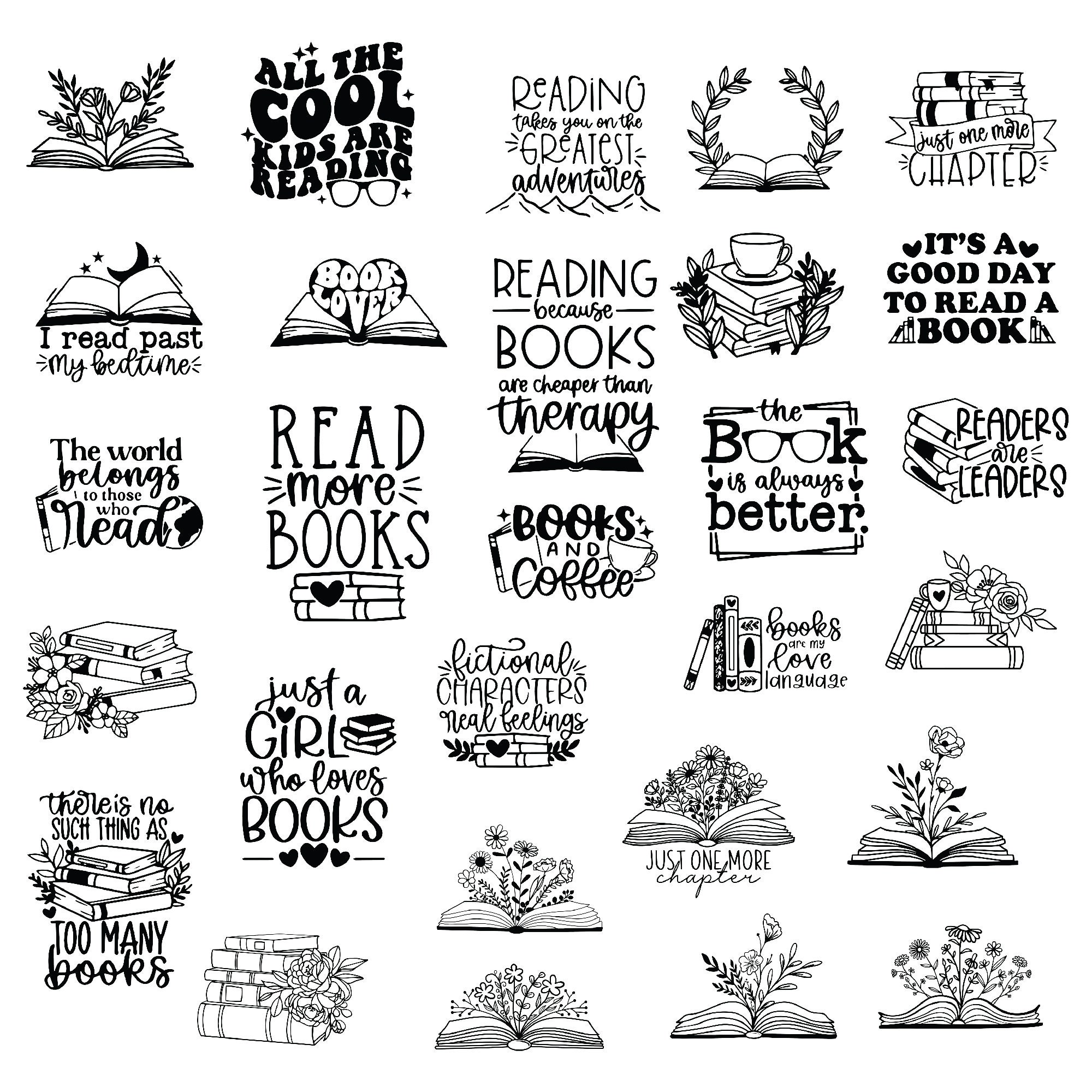 Floral Book SVG Book Svg Book With Flowers Svg Reading Svg - Etsy