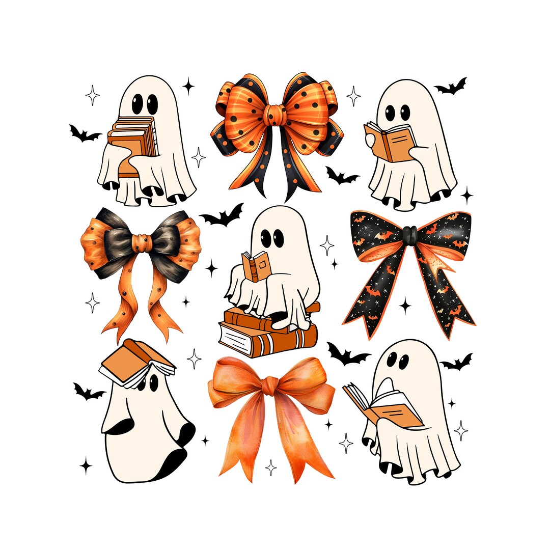 Funny Book Lover Halloween PNG, Cute Ghost Book Nerd, Ghost Halloween ...