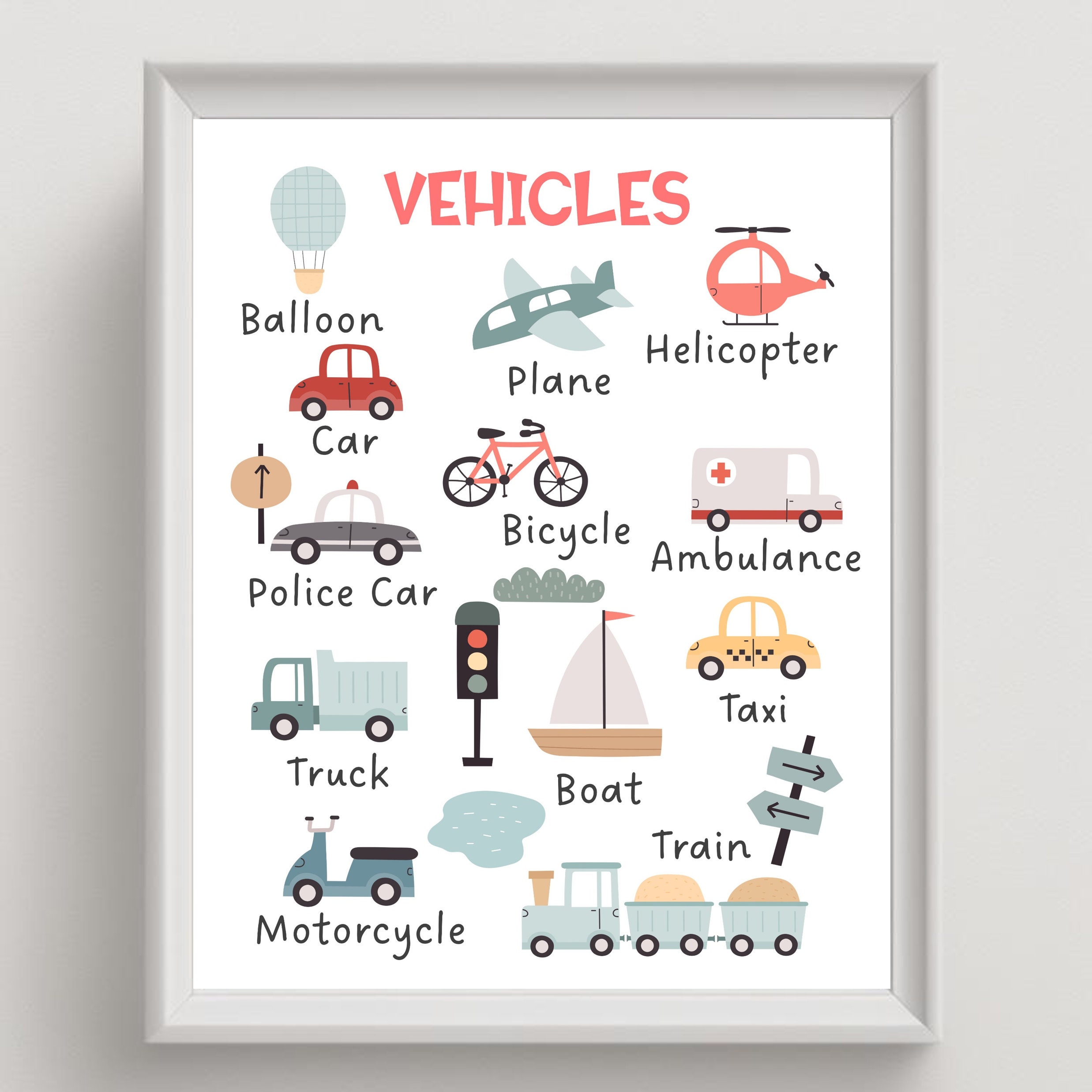 Educational Posters, Vehicles Poster, |DIGITAL PRINT|, Cute Poster ...