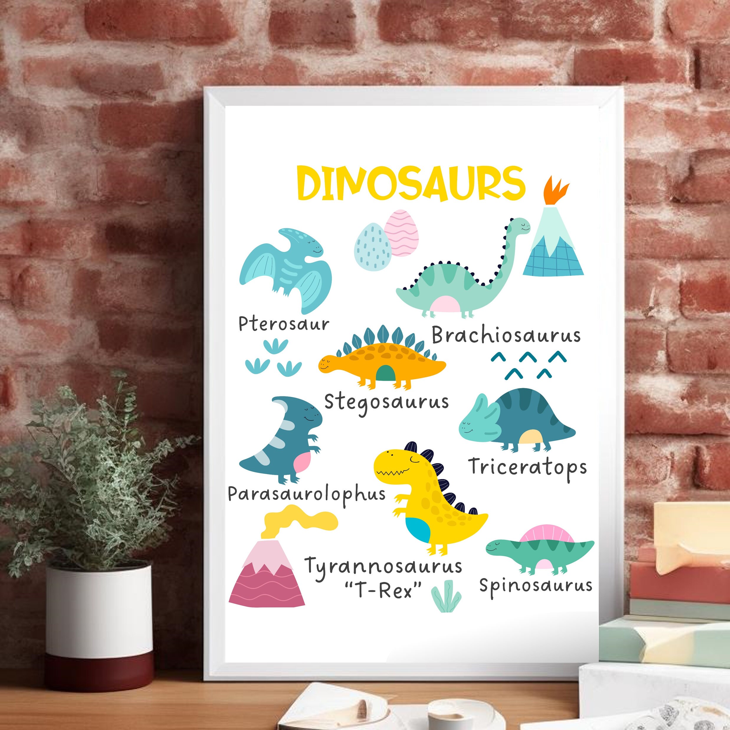 Educational Posters Dinosaurs Poster DIGITAL PRINT Cute - Etsy
