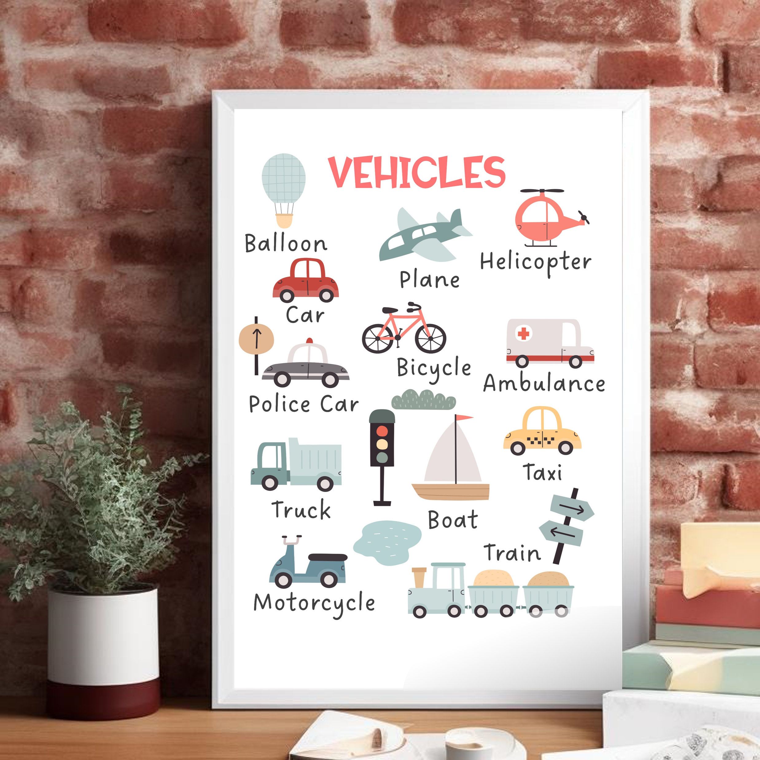 Educational Posters, Vehicles Poster, |DIGITAL PRINT|, Cute Poster ...