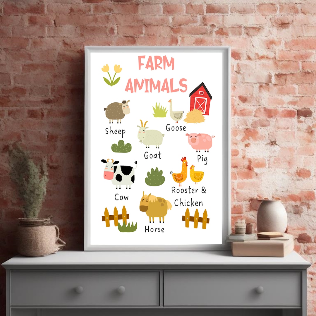 Educational Posters, Farm Animals Poster, |DIGITAL PRINT|, Cute Poster ...