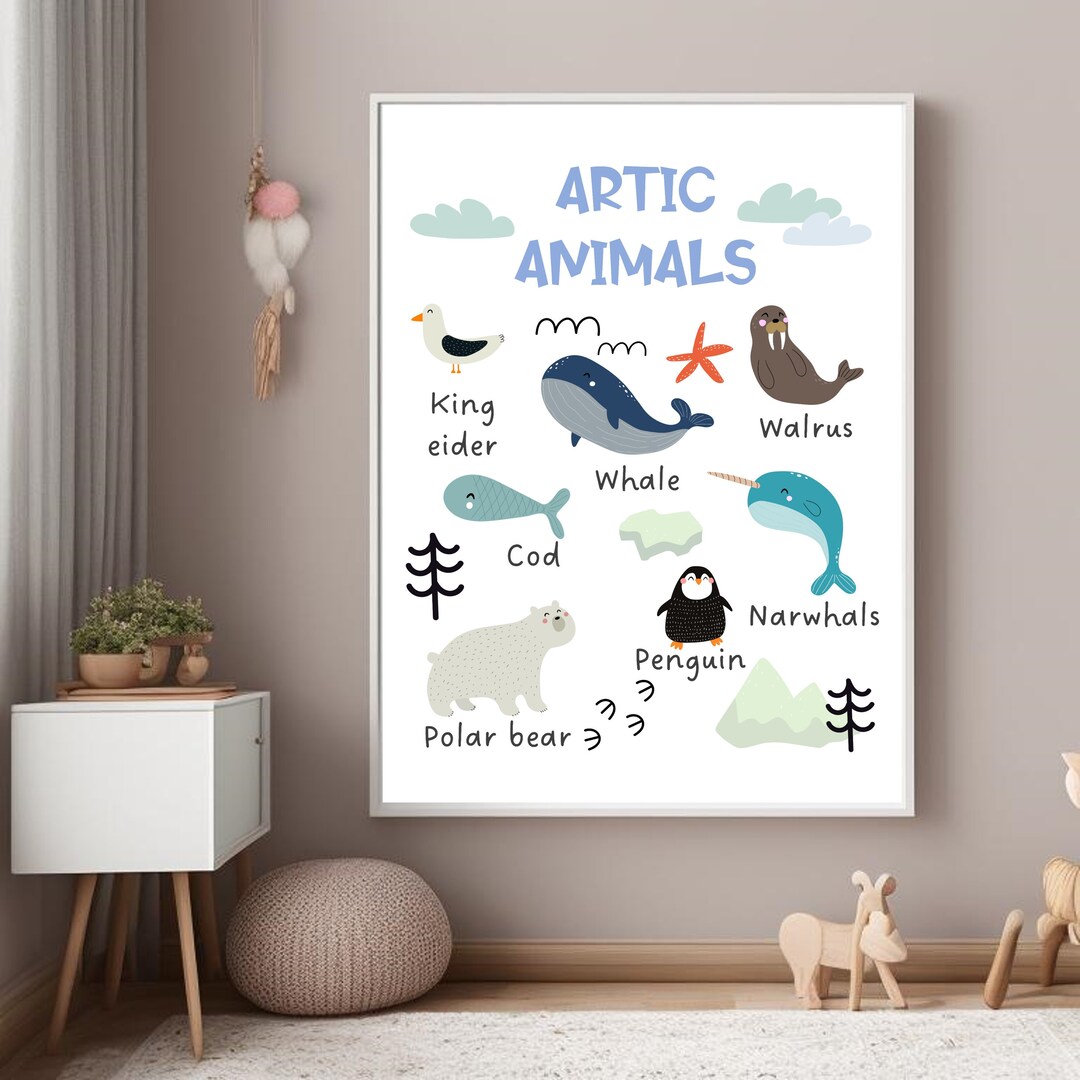 Educational Posters, Artic Animals Poster, |DIGITAL PRINT|, Cute Poster ...