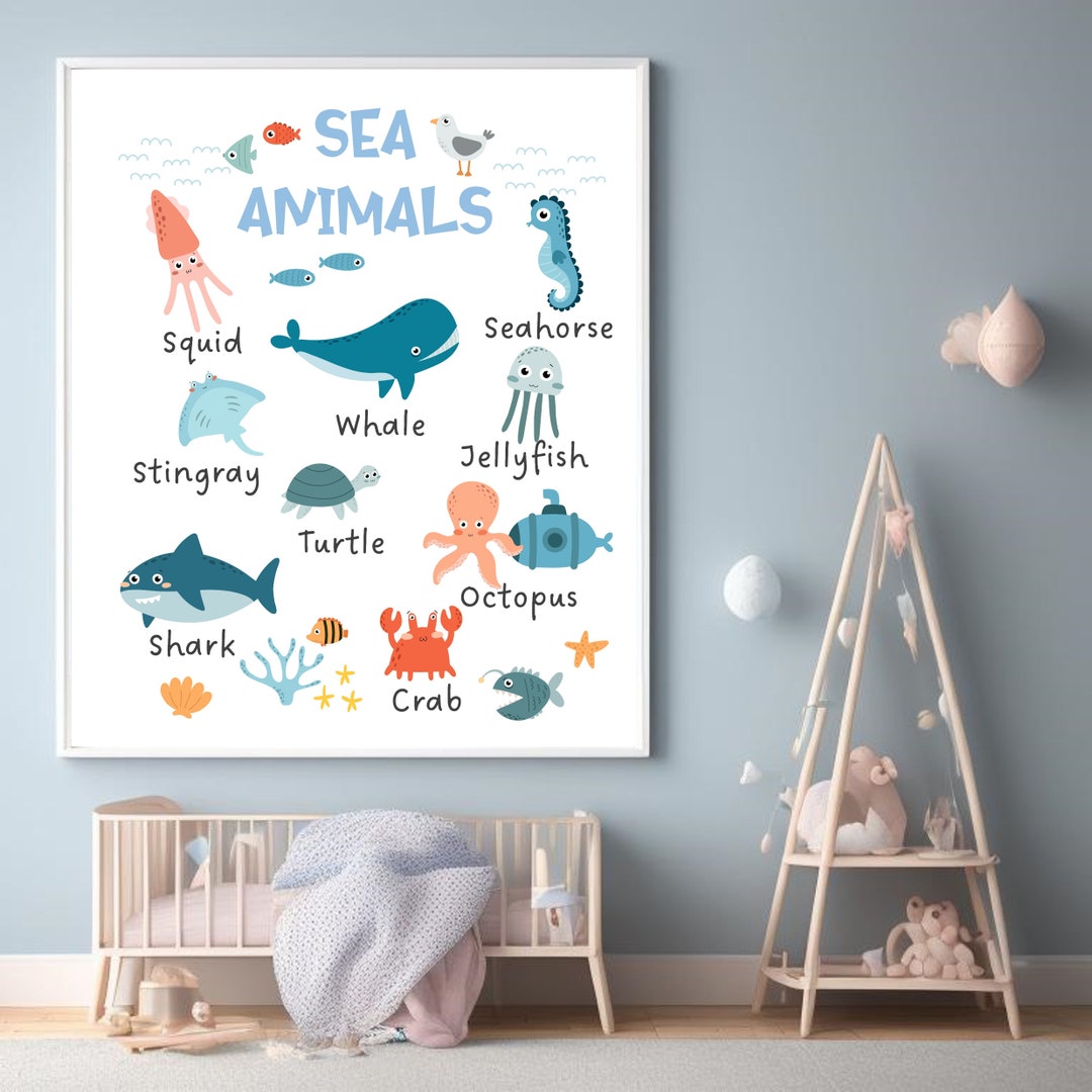 Educational Posters, Sea Animals Poster, |DIGITAL PRINT|, Cute Poster ...