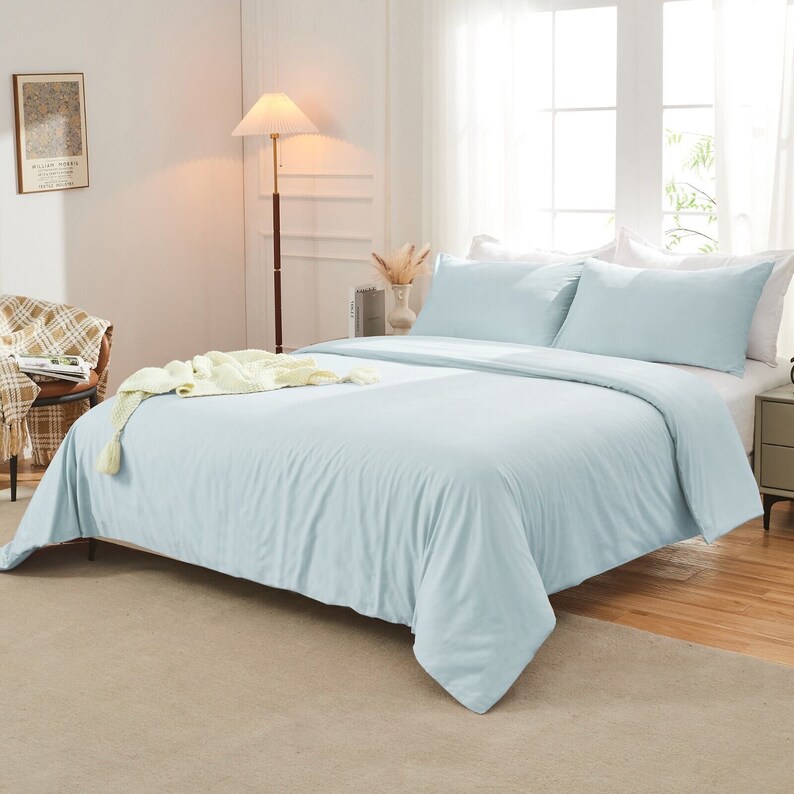 Light Blue Linen Solid/plain Duvet Cover, Organic & Soft Linen Quilt ...
