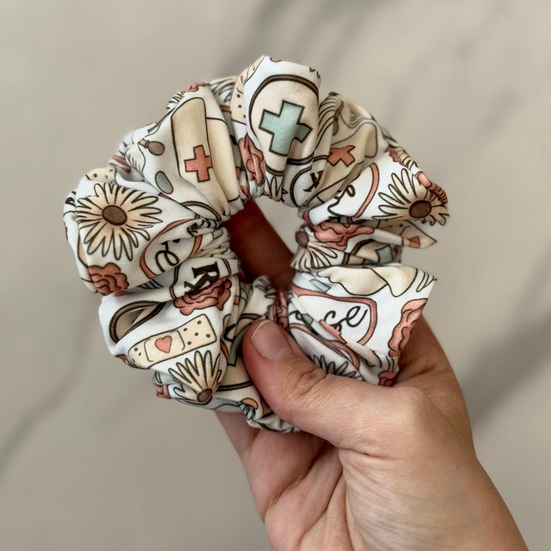 Super Soft Nurse Scrunchie: Stethoscope Print Hair Accessory - Etsy