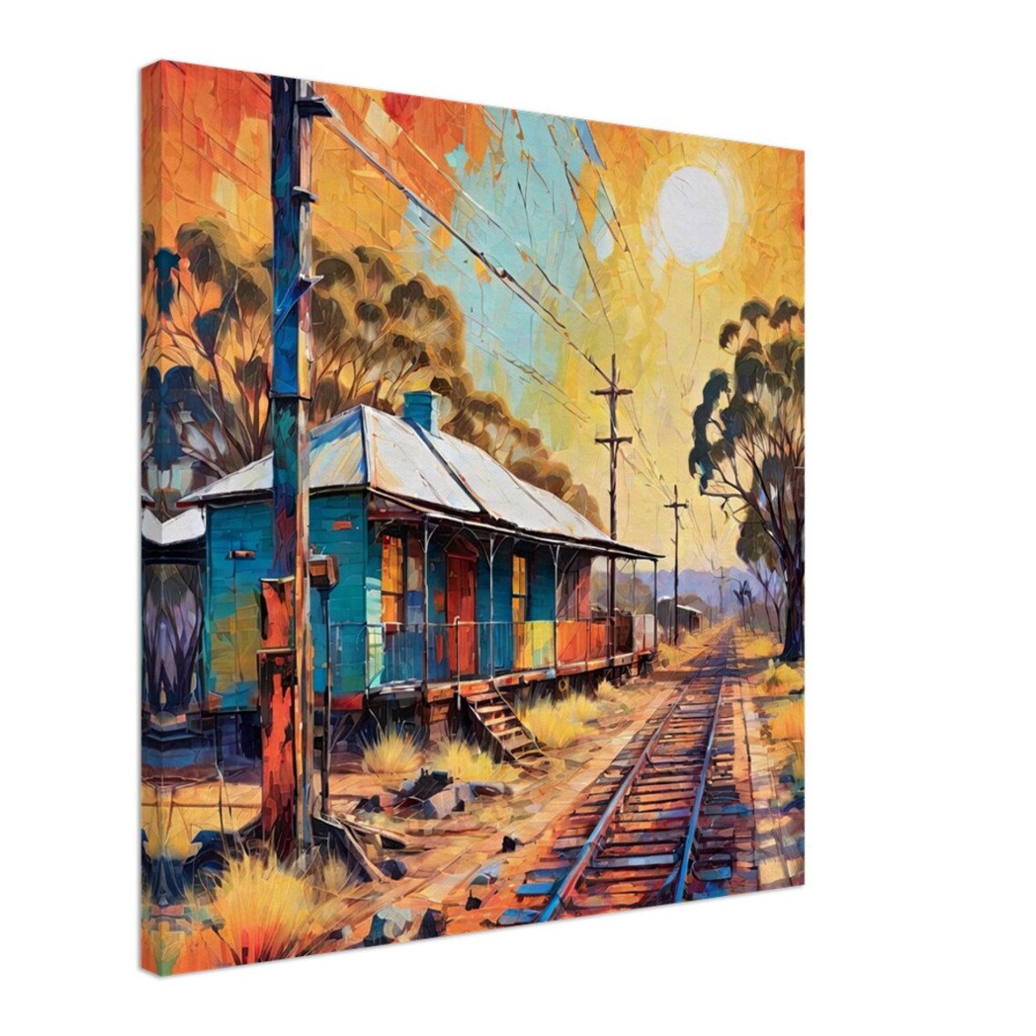 Australian Outback Art, Abandoned Railway Station, Oil Paint Style ...