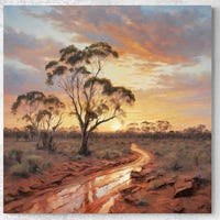 Australian Landscape Art Prints Set of 2, Modern Aussie Outback ...