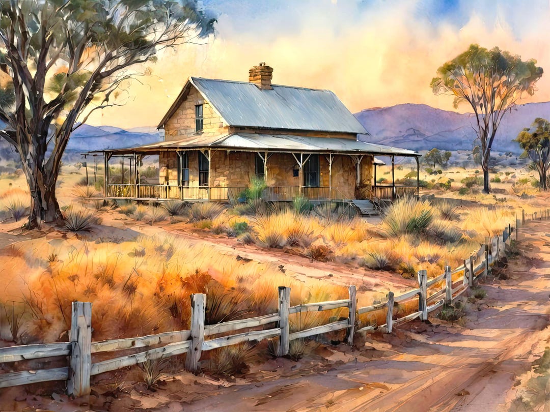 Australian Outback Farmhouse Canvas Art: Rustic Bush Heritage Print - Etsy