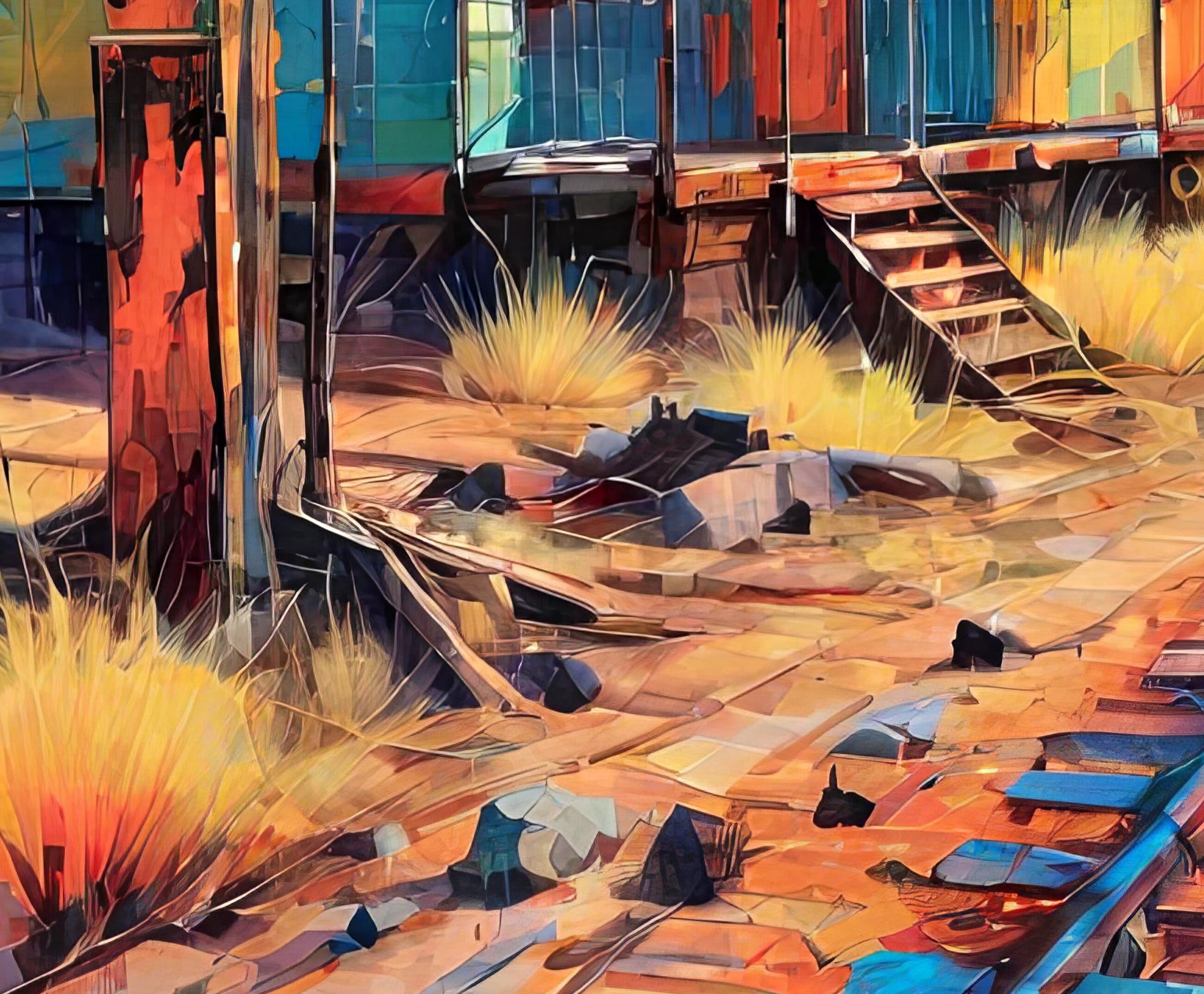 Australian Outback Art, Abandoned Railway Station, Oil Paint Style ...