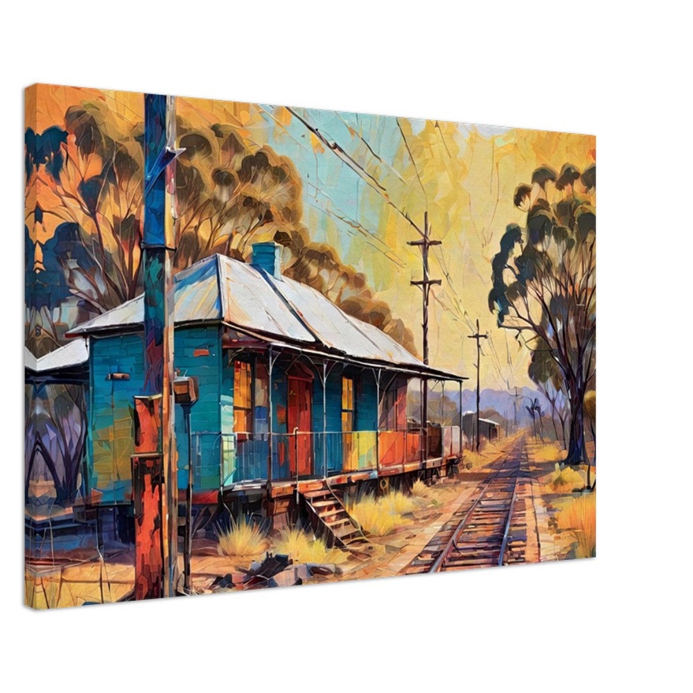 Australian Outback Art, Abandoned Railway Station, Oil Paint Style ...