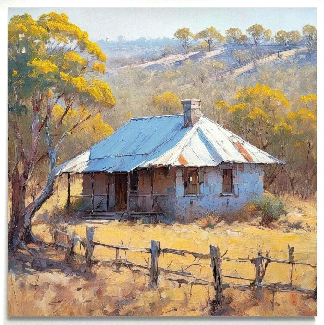 Australian Art ~ Stretched Canvas ~ Outback Homestead Print~ Bush ...