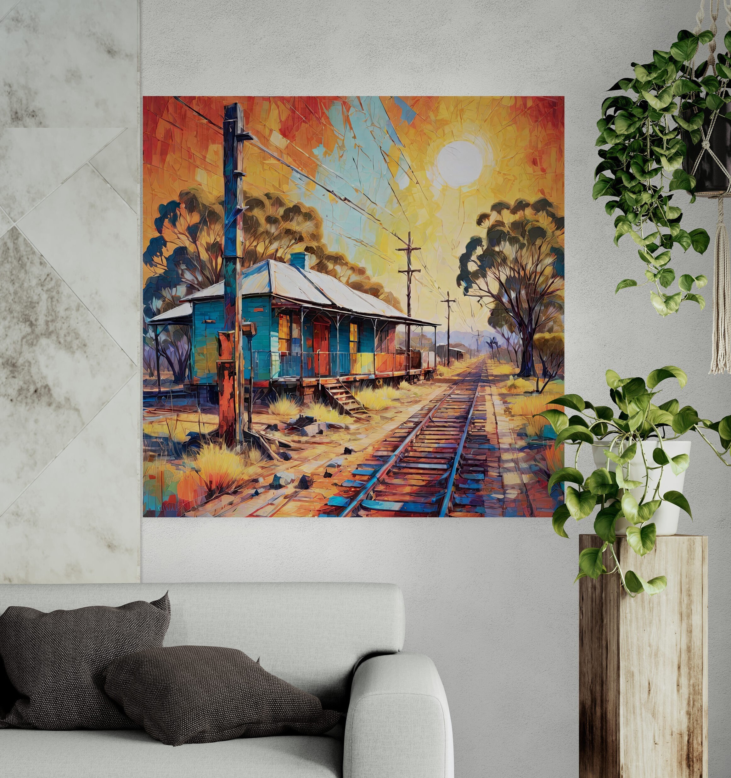 Australian Outback Art, Abandoned Railway Station, Oil Paint Style ...