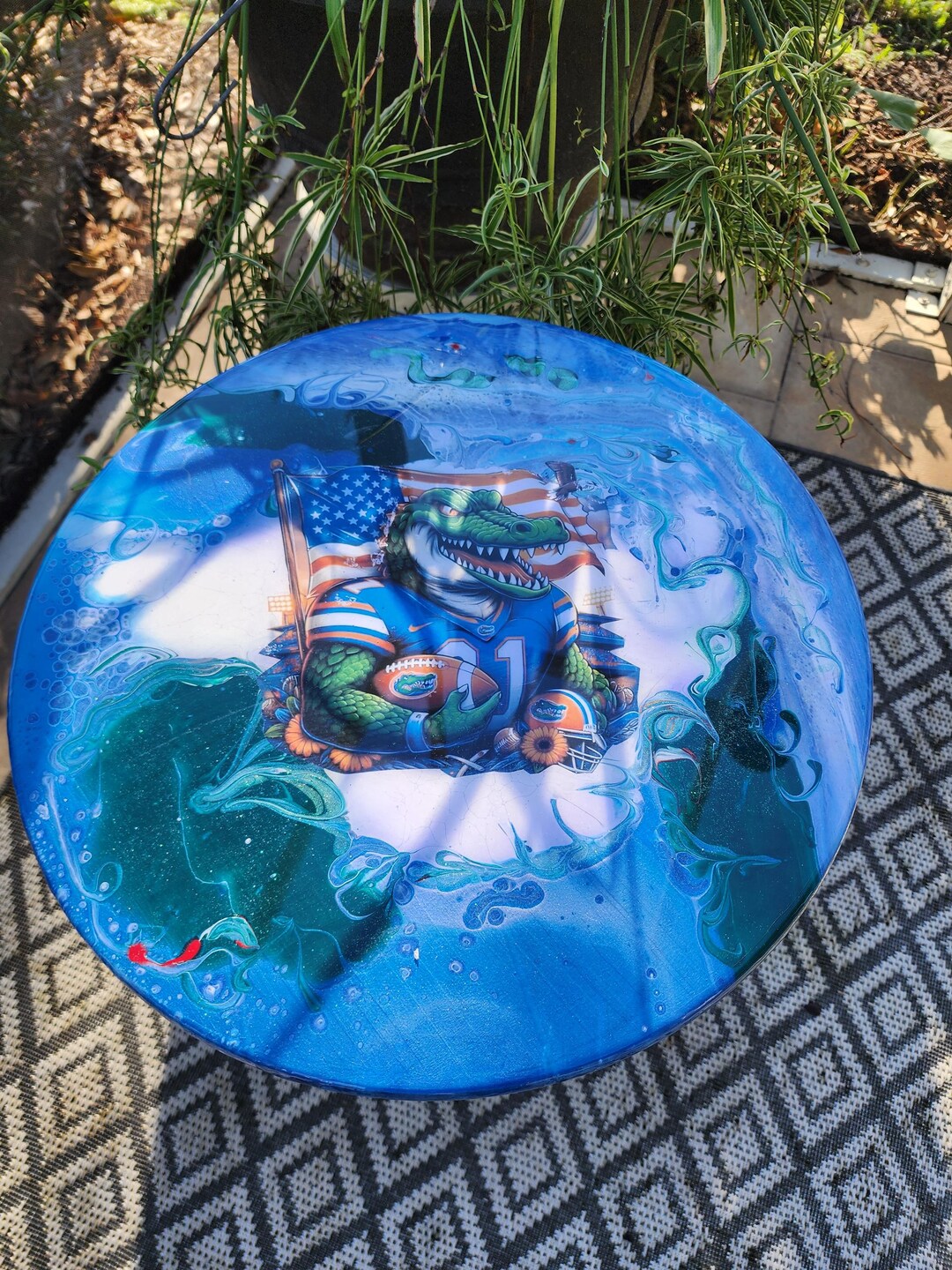FLORIDA GATORS TABLE Patio Table Sports Cocktail Man Cave Side Table ...