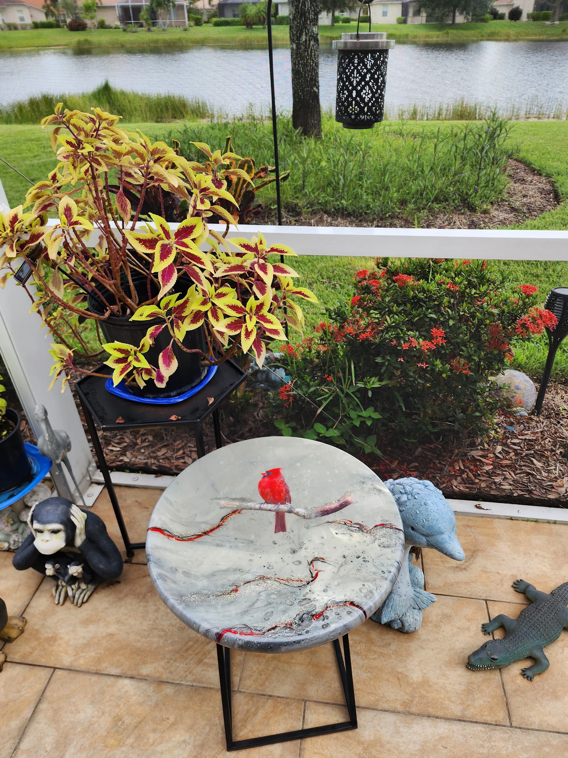 RED CARDINAL TABLE Side Table End Table Patio Table Gifts - Etsy