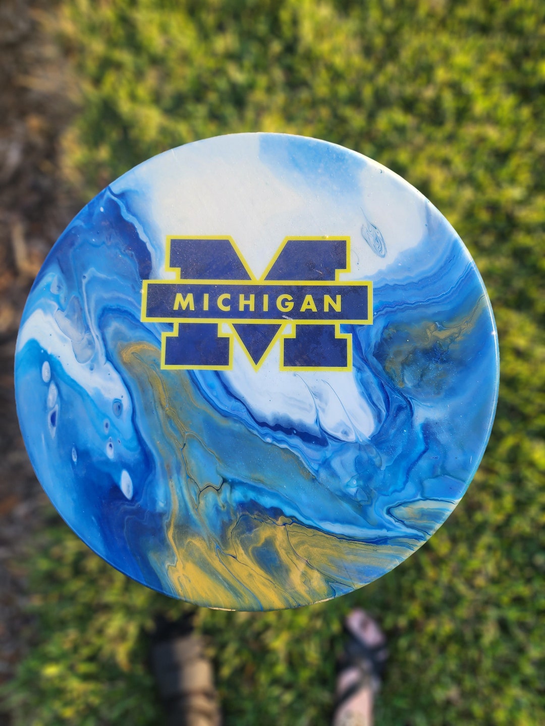 Michigan Side Table: Resin Epoxy Painted Pine, Sports Fan Gift - Etsy