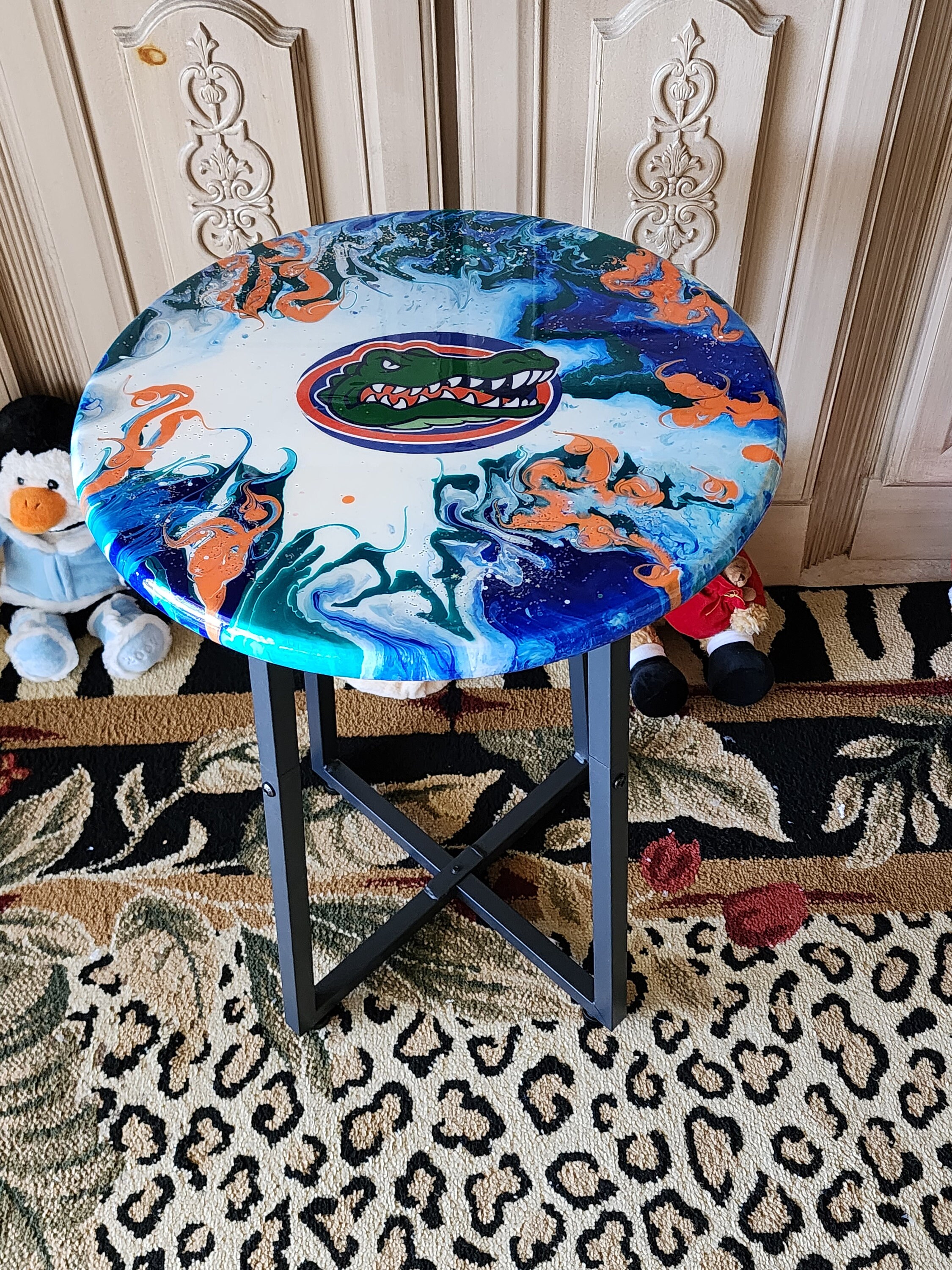 FLORIDA GATORS TABLE, Patio Table Sports Cocktails Man Cave Golf Side ...