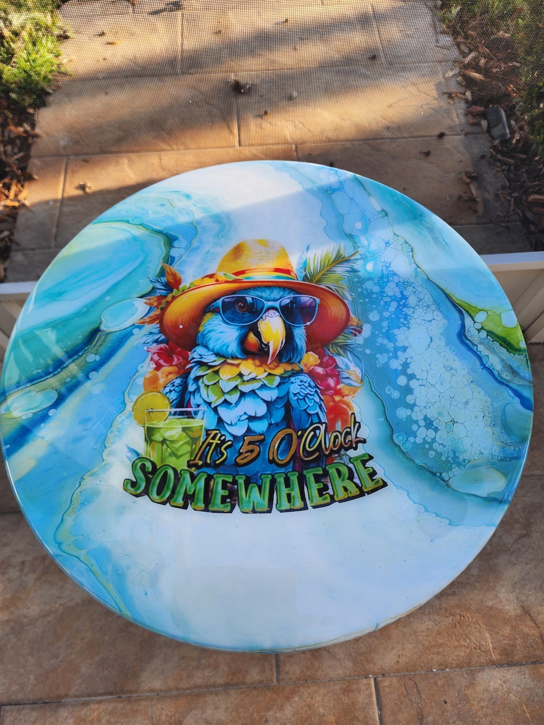 Jimmy Buffett Inspired Patio Table: Resin Coated Pine End Table - Etsy