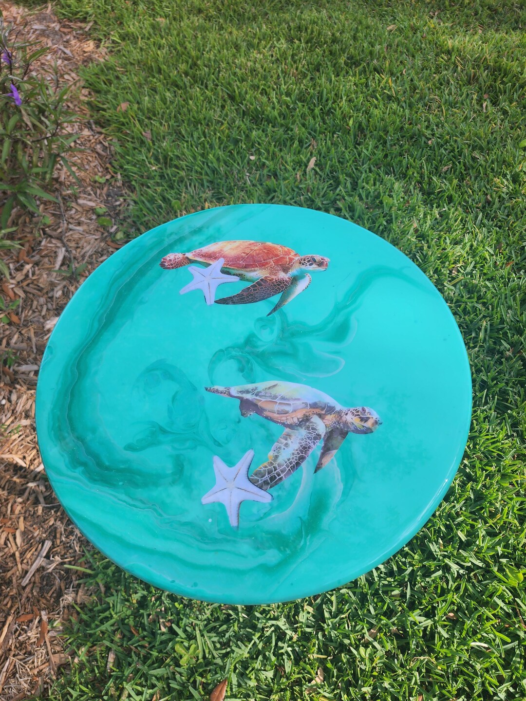 Turtle Side Table: Tropical Ocean Resin Art, - Etsy