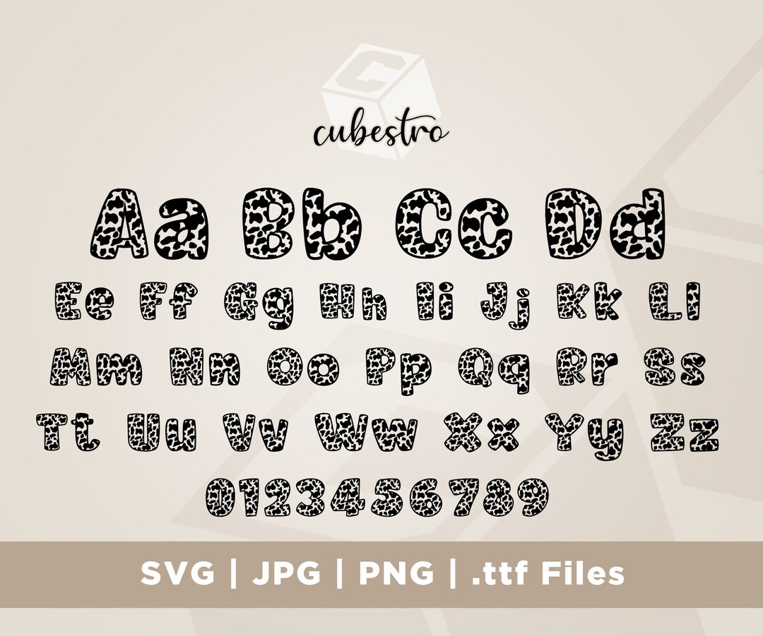 Cow Alphabet SVG, Numbers, Letters, Bundle, Birthday, Cow Print ...