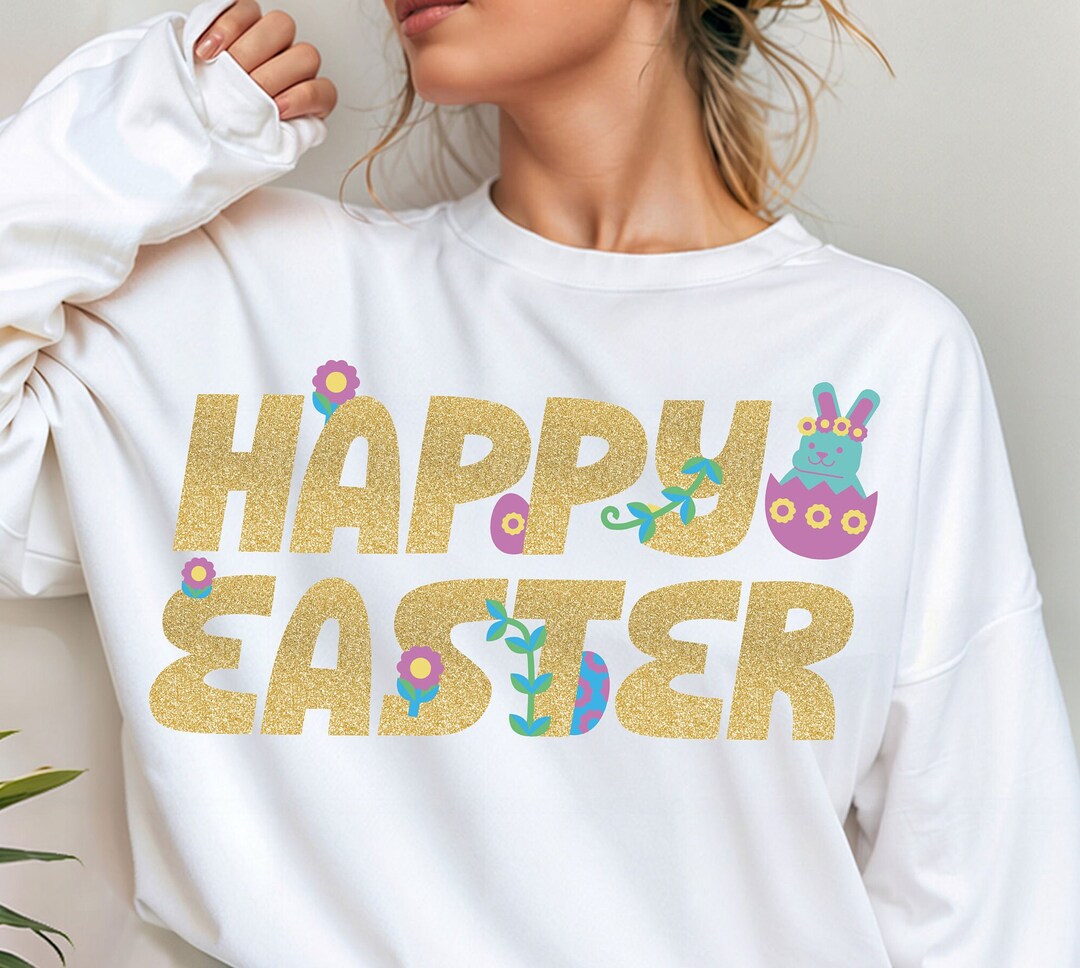 Happy Easter Glitter PNG I Easter PNG I Groovy Easter PNG I Cute Easter ...