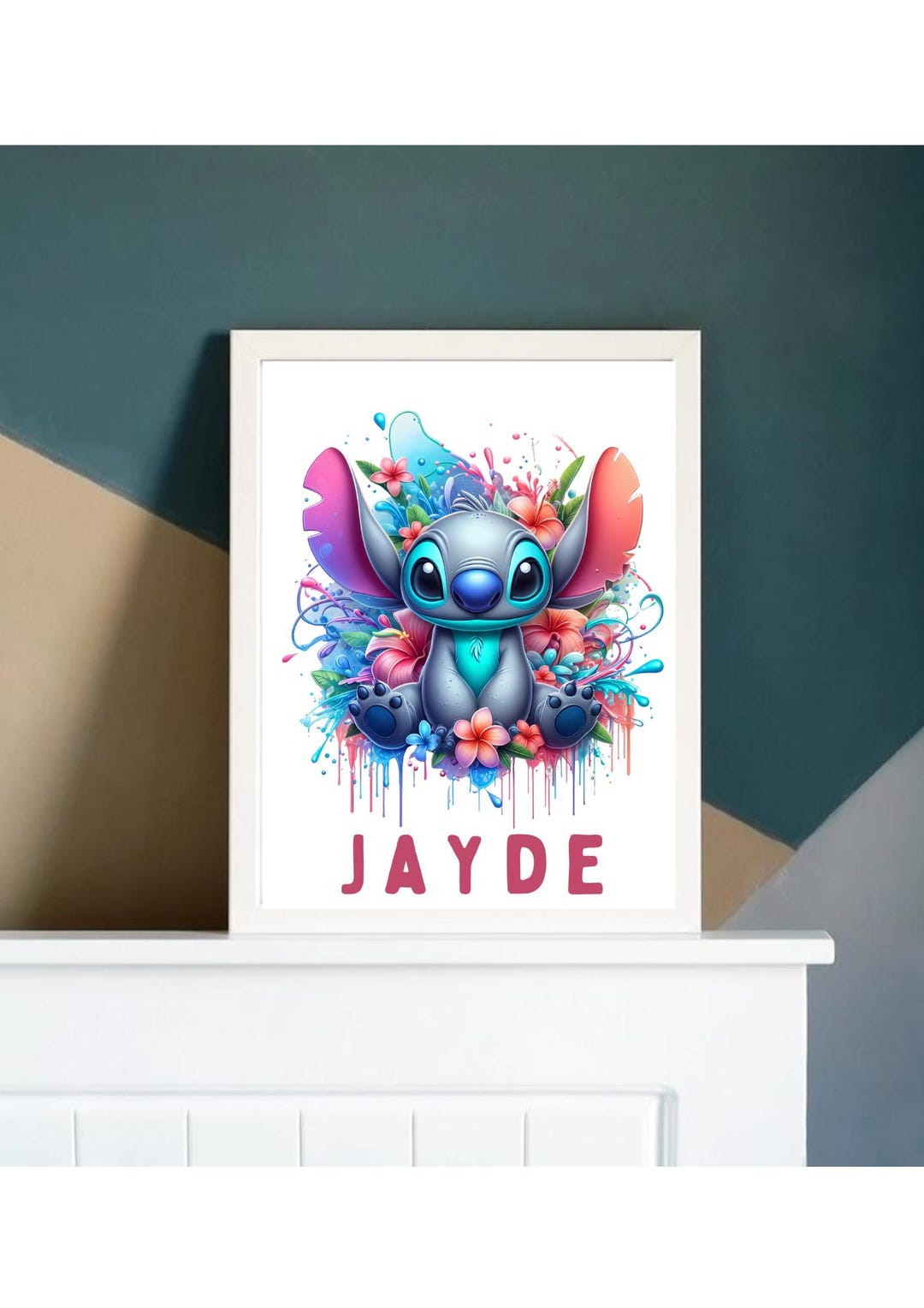 Stitch Print Watercolour and Paint Splash Design, Colourful Childrens ...