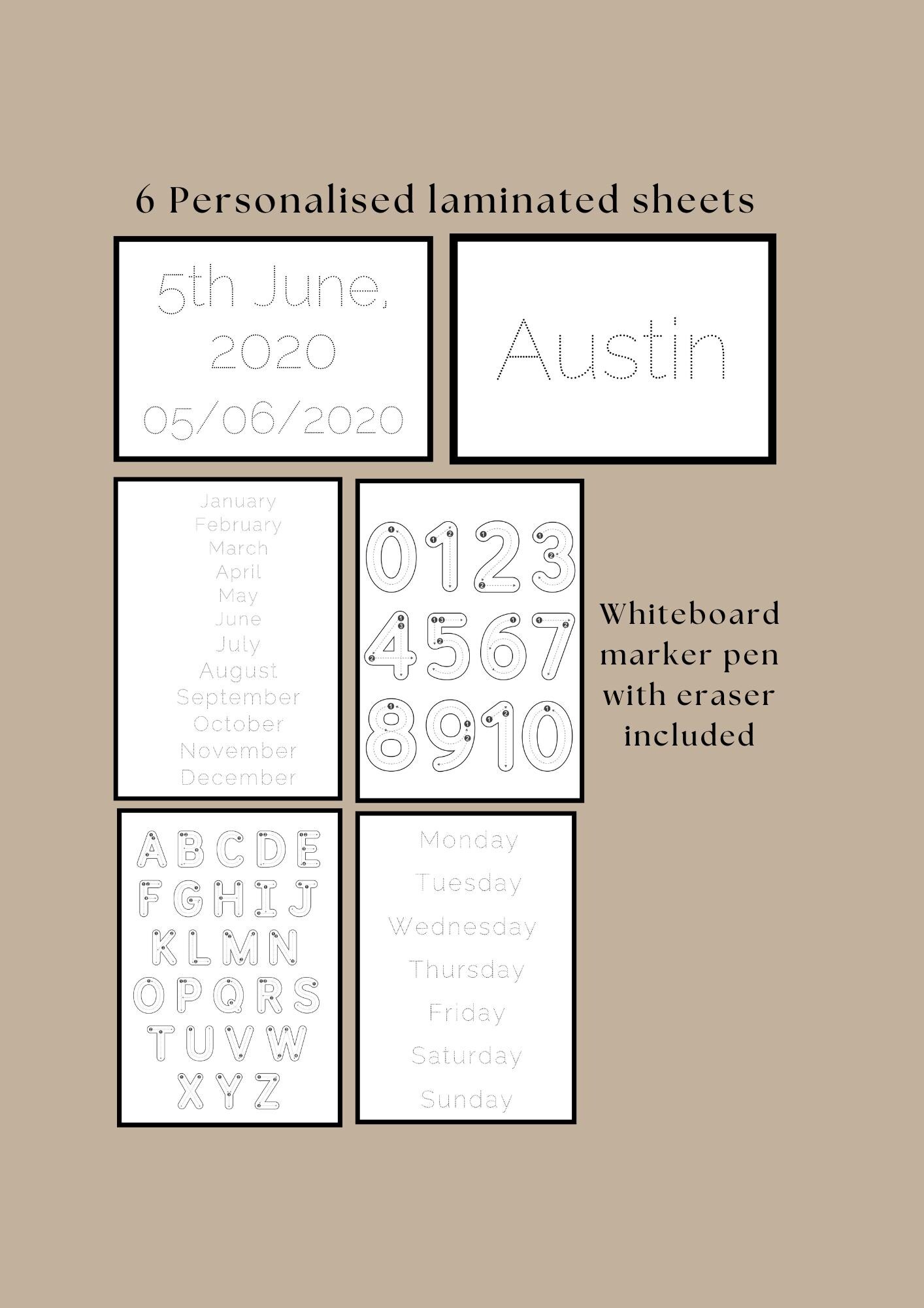 Laminated Activity Tracing Sheets for Kids - Educational Personalised ...
